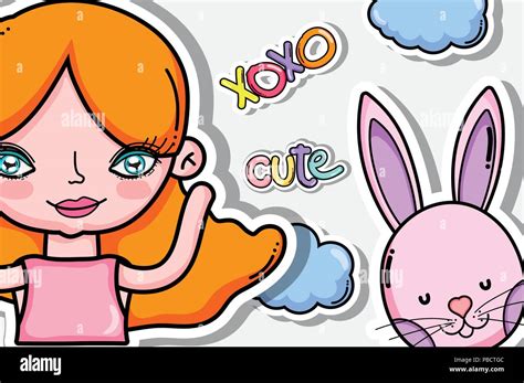 Xoxo Cute Card With Cartoons Stock Vector Image Art Alamy