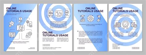 Online Tutorials Usage Blue Gradient Brochure Template Concept Guidebook Video Vector Concept