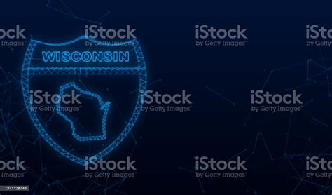 미국 의 연합 상태에서 위스콘신 주의 플렉서스 아이콘지도 벡터 일러스트레이션 3차원 형태에 대한 스톡 벡터 아트 및 기타 이미지