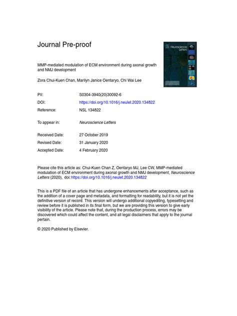 Mmp Mediated Modulation Of Ecm Environment During Anxonal Growth And