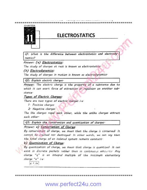Fsc 2nd Year Physics Notes Ch 11 Electrostatics For Kpk