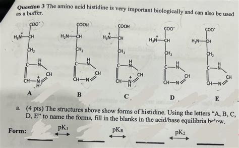 Solved Question 3 The Amino Acid Histidine Is Very Important