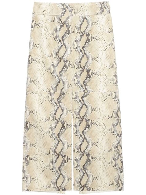 Helmut Lang Python Effect Leather Skirt Farfetch