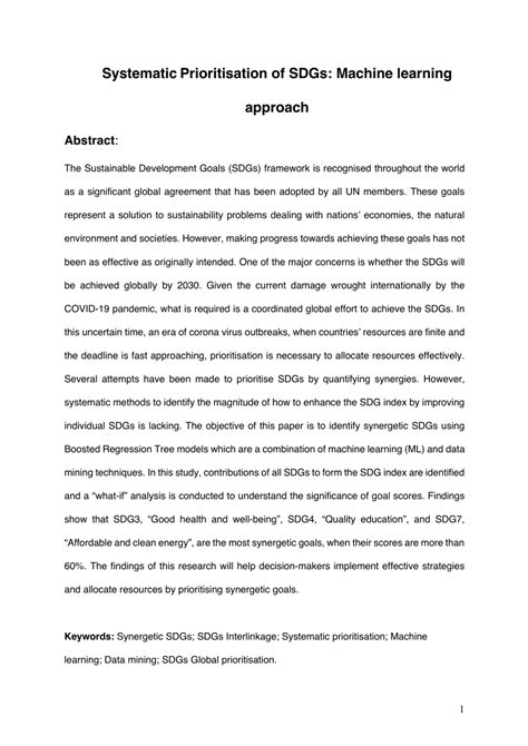 Pdf Systematic Prioritisation Of Sdgs Machine Learning Approach