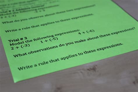 Teaching Adding Integers Through Discovery Idea Galaxy