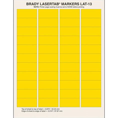 Elat 13 747 Yl Brady Lasertab Polyester Labels A4 Sheets Eet