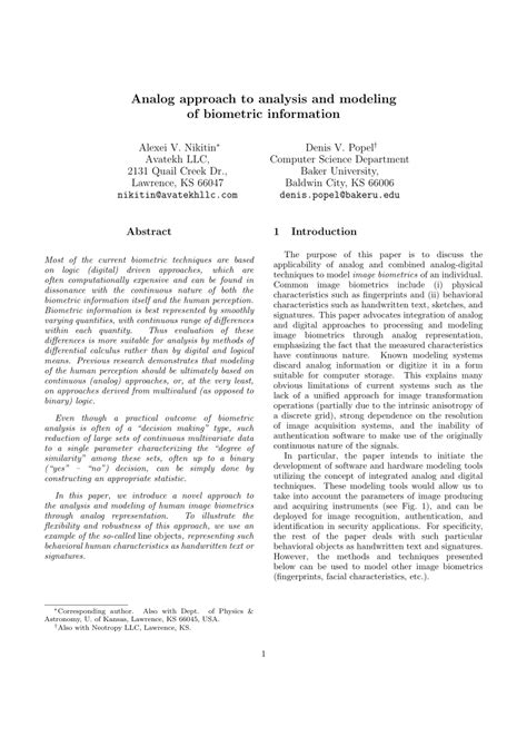 Pdf Analog Approach To Analysis And Modeling Of Biometric Information Pdf Analog Approach To Analysis And Modeling Of Biometric Information