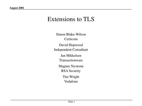 Ppt Extensions To Tls Powerpoint Presentation Free Download Id5882777