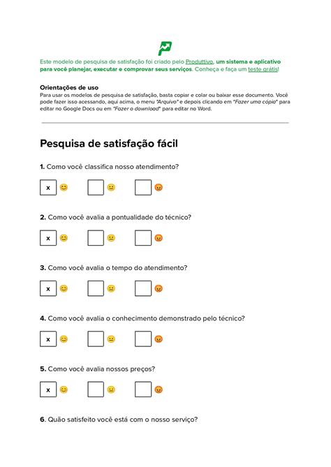 Exemplos De Questionários De Satisfação Melhore A Experiência Do