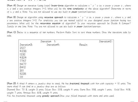 Solved Y Part Al Design An Iterative Using Loops