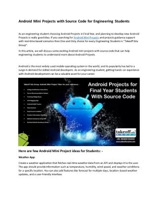 PPT Android Mini Projects With Source Code For Engineering Students PowerPoint Presentation