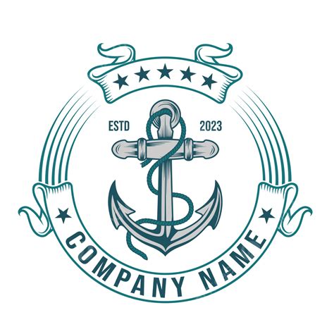 Vintage Anchor Vector Design Logo Icon Concept With Ribbon Wrapped For