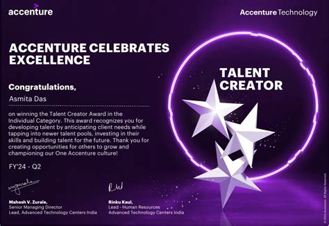 Asmita Das On Linkedin I Am Excited To Announce That Ive Been Awarded An Accenture Excellence