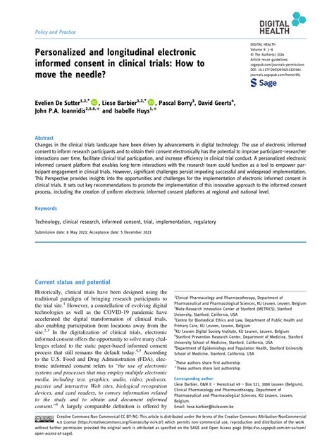 Pdf Personalized And Longitudinal Electronic Informed Consent In Clinical Trials How To Move