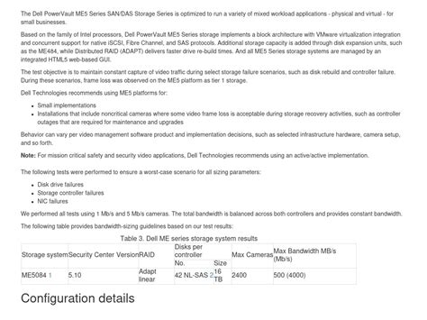 Powervault Me5 Series Sizing Guide—dell Storage With Genetec Security Center Dell