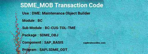 SDME MOB SAP Tcode For DME Maintenance Object Builder
