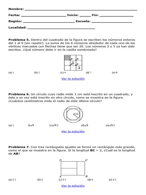 Examen No 1 Pre Regiolimpico De Mate Áticas Pdf Triángulo