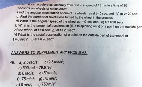 46 A Car Accelerates Uniformly From Rest To A Speed Of 15 M S In A