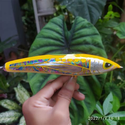 Jual LURE STIKBAIT UMPAN CASTING POPPING BAHAN KAYU LAPIS RESIN PAKE