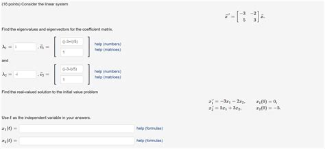 solved 16 points consider the linear system 3 2 to 2 5 3