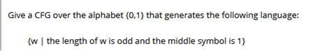 Solved Give A CFG Over The Alphabet 0 1 That Generates The Chegg