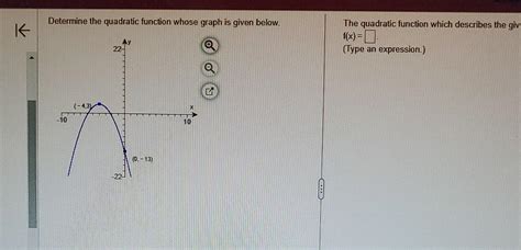 Solved Determine The Quadratic Function Whose Graph Is Given
