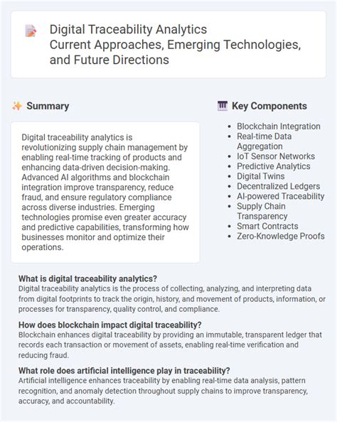 Digital Traceability Analytics Current Approaches Emerging