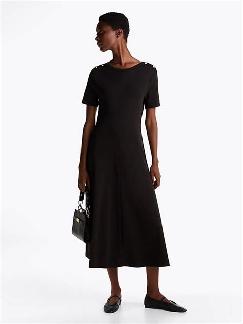 Midi Fit And Flare Dress Black Tommy Hilfiger