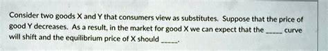 Solved Consider Two Goods X And Y That Consumers View As Substitutes Suppose That The Price Of