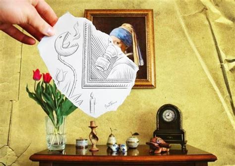 おもしろい発想！紙切れに描いたイラストを背景と組み合わせた写真34枚 せかいろ