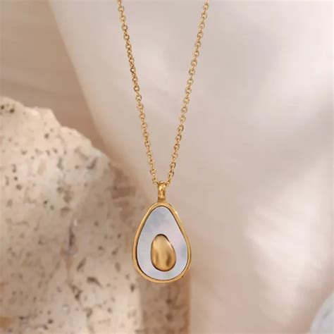 Cute Avocado Fruit Shell Pendant Necklace Blingndazz Jewelry