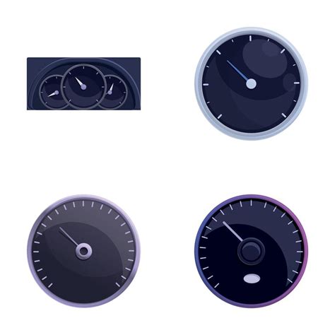 Various Speedometer Icons Set Cartoon Vector Different Style Of Speedometer 48453713 Vector Art
