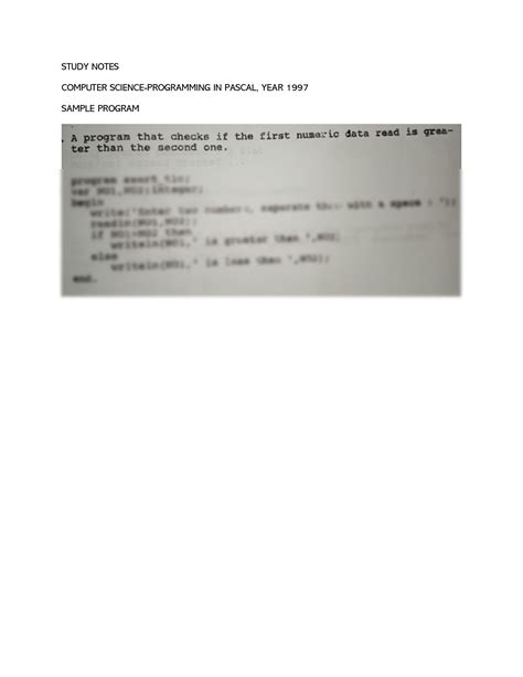 SOLUTION Study Notes Pascal Sample Program Of Less Than Greater Than