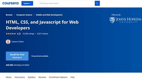 Coursera Offering This Free Course On Html Css And Javascript For Web Developers Rwebdev