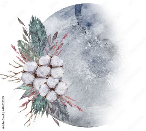 Watercolor Floral Moon Phases Clipart Celestial Illustration On White