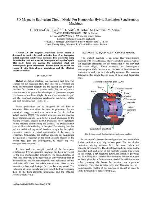 Pdf 3d Magnetic Equivalent Circuit Model For Homopolar Hybrid Excitation Synchronous Machines