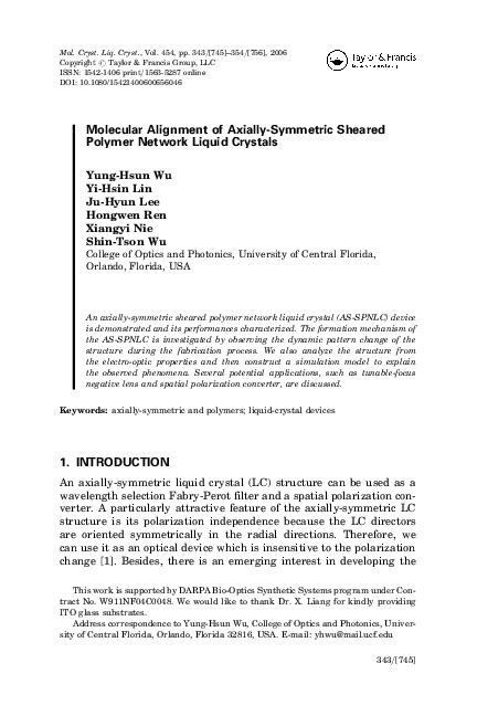 Pdf Molecular Alignment Of Axially Symmetric Sheared Polymer Network