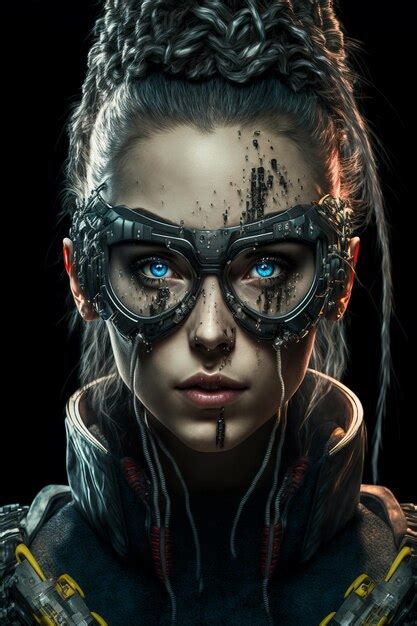 Premium Photo Gas Masked Goddess Cyberpunk Femme Fatale In Neon Ai