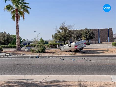 Driver Hospitalized After Victorville Crash Flips Car Knocks Down