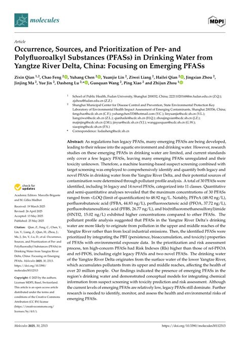 Pdf Occurrence Sources And Prioritization Of Per And Polyfluoroalkyl Substances Pfass In