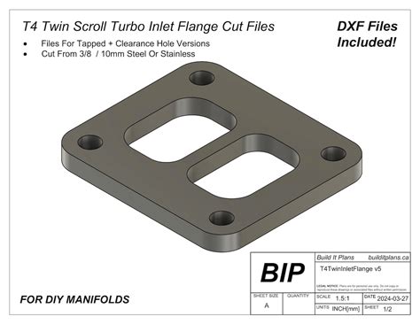 T4 Twin Scroll Turbo Manifold Flange Cut Files Dxf Plasma Cut Files For T4 Twin Turbo Inlet