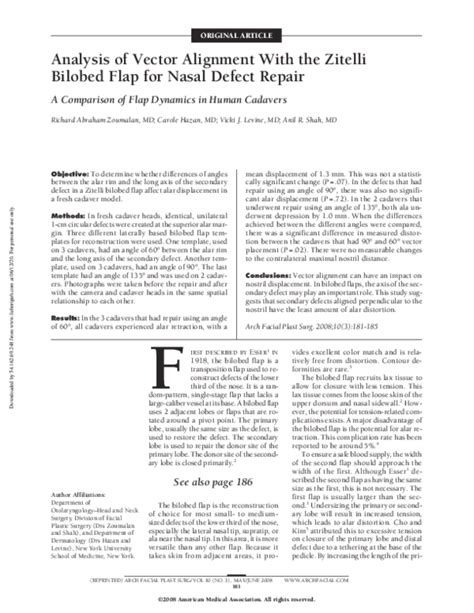 Pdf Analysis Of Vector Alignment With The Zitelli Bilobed Flap For