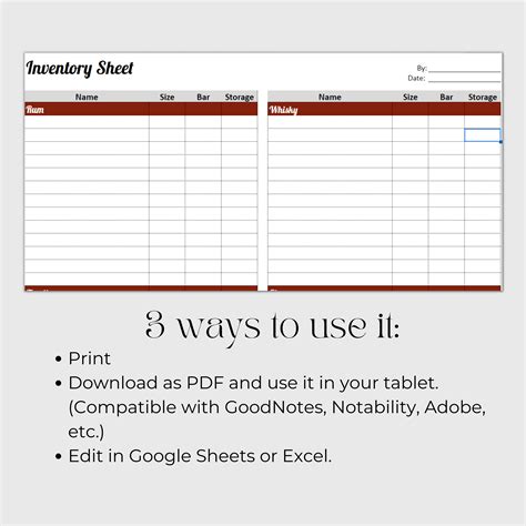 Bar Inventory Template Google Sheet Inventory Restaurant Inventory Tracker Inventory Sheet