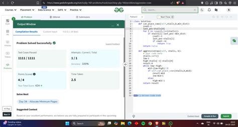 Geekstreak2025 Gfg160 Codingchallenge Geeksforgeeks Surya Teja