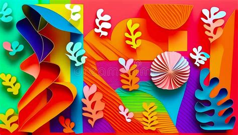 An Colourful Abstract Art Piece Of Cut Out Shapes Stock Illustration