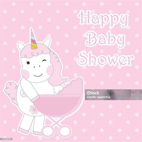 베이비 샤워 카드 귀여운 유니콘은 아기 바구니 베이비 샤워 인사말 카드에 대 한 적합 한 귀여운에 대한 스톡 벡터 아트 및 기타