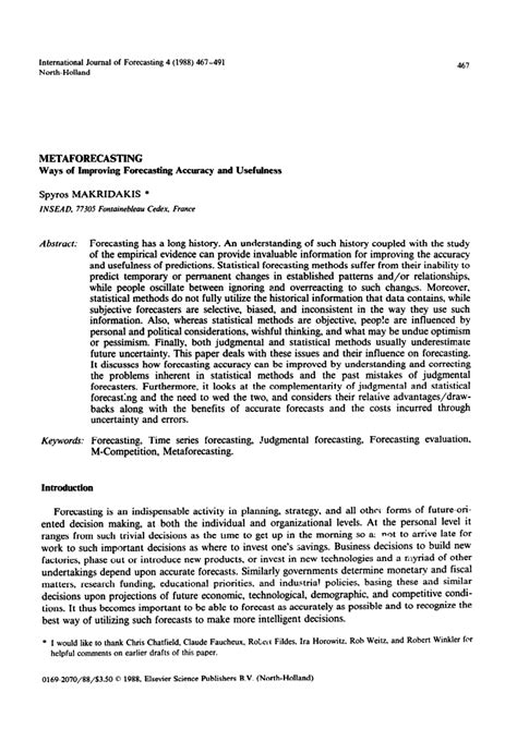 Pdf Metaforecasting Ways Of Improving Forecasting Accuracy And