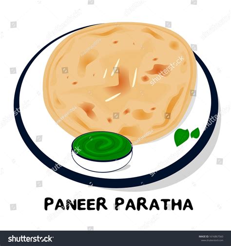 Paneer Paratha Indian Punjabi Food Vector Stock Vector Royalty Free