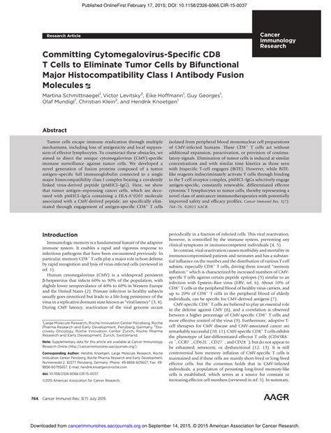 Pdf Committing Cytomegalovirus Specific Cd8 T Cells To Eliminate