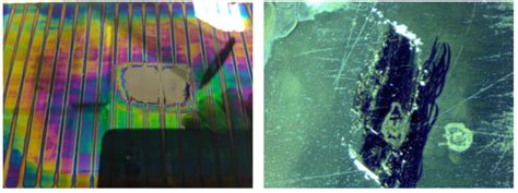 Photos Of One Of The Floating Electrodes Left Cleaned Portion Of The